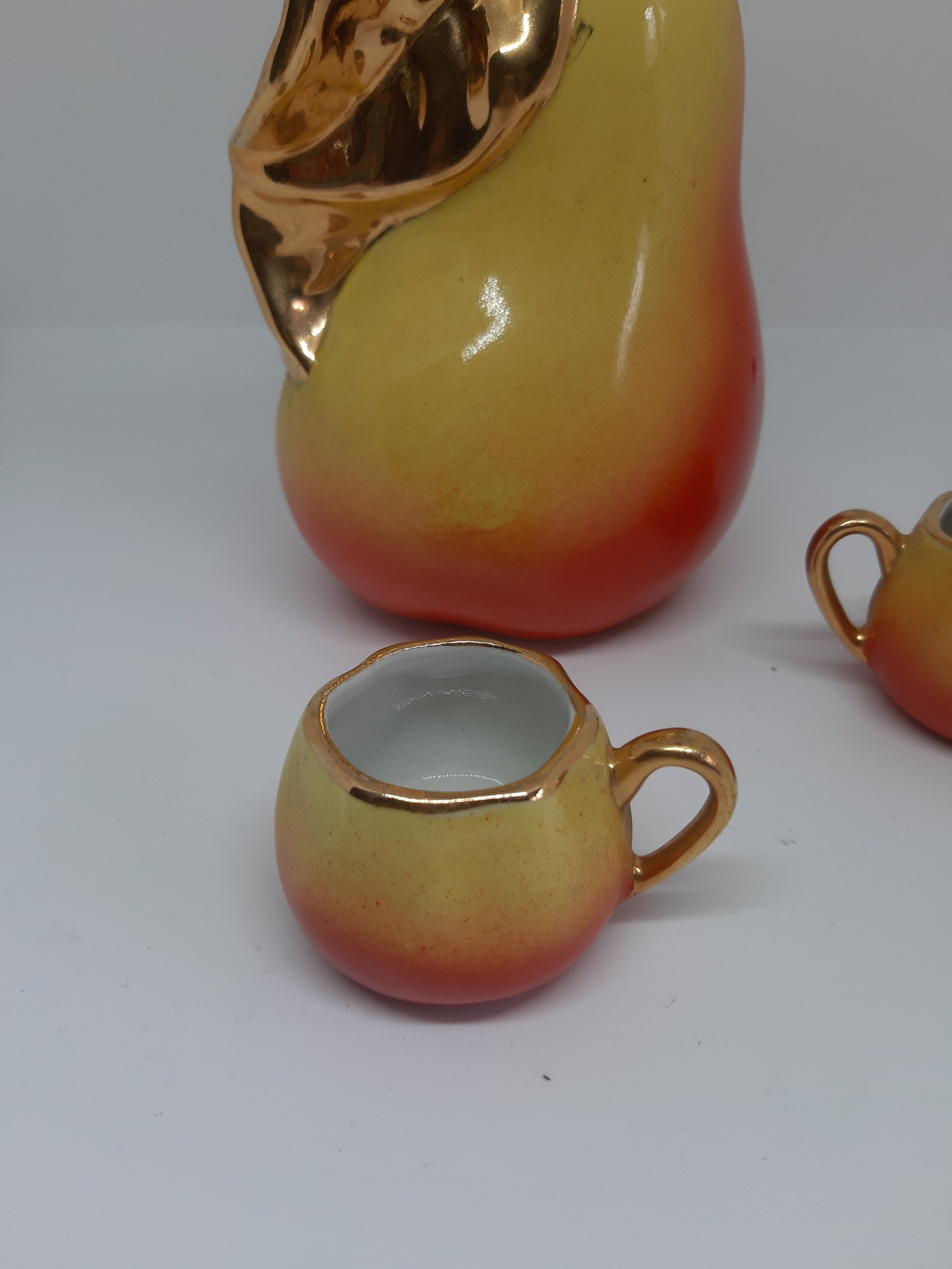 Vintage French Pear Shaped Pottery Liquor Bottle With Gold | Etsy