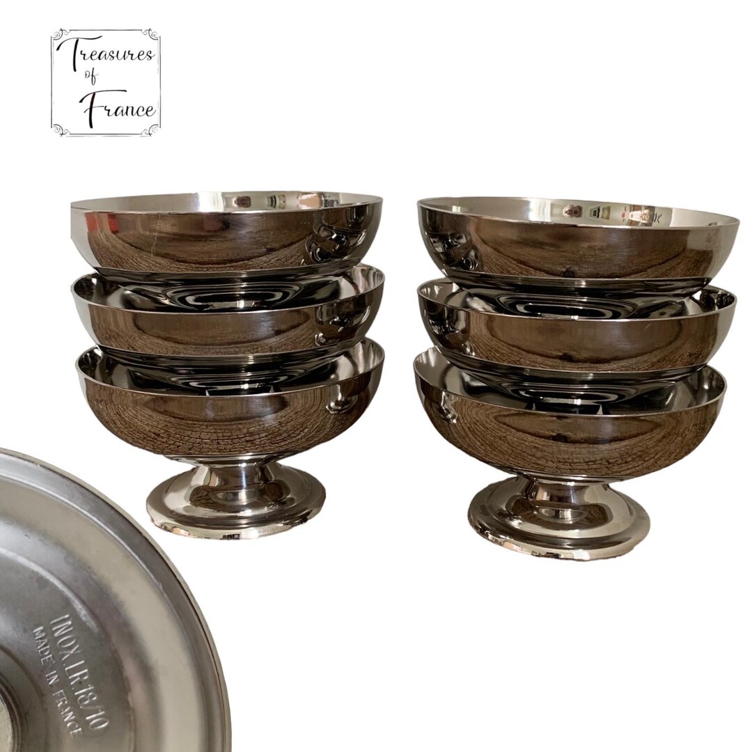 Vintage Letang Remy 6 Vintage Stainless Steel Ice Cream Cups Dessert ...