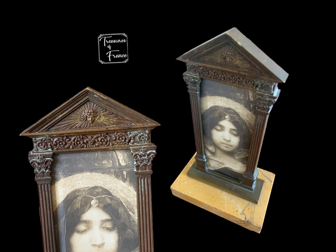 Antique Rare Solid Brass French Picture Frame Standing Photo Holder ...