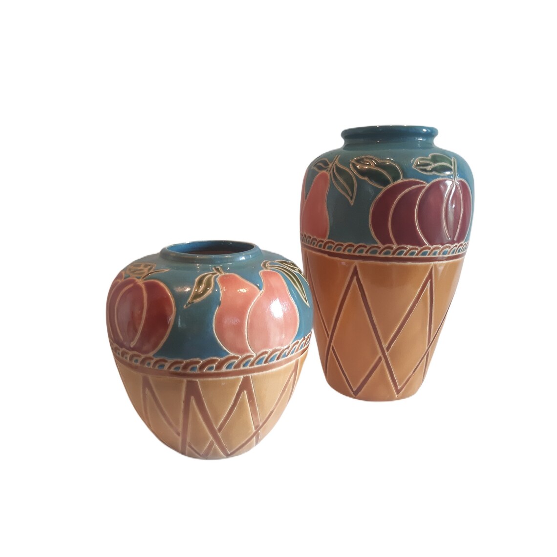 Vintage Pair Of Colorful Pottery Vases Decorative Vase Home | Etsy