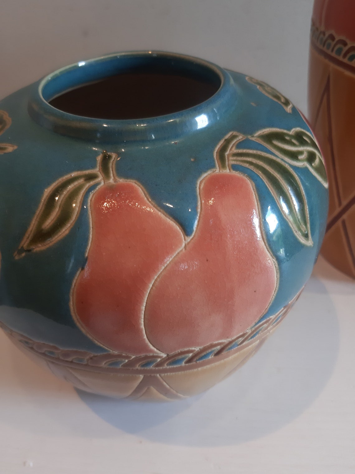 Vintage Pair Of Colorful Pottery Vases Decorative Vase Home | Etsy