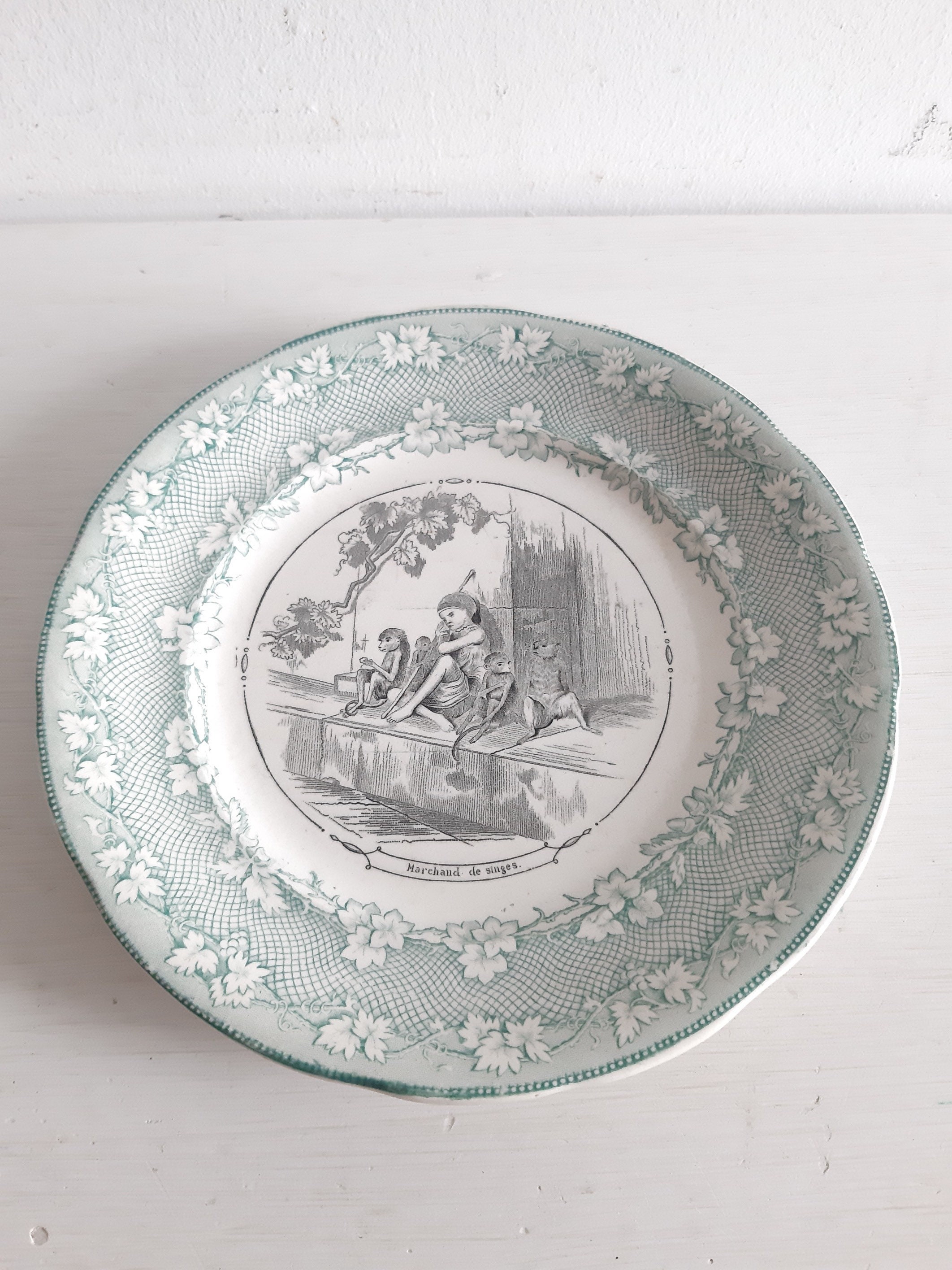 Antique French Plate Collector Plate Opale De Sarreguemines | Etsy