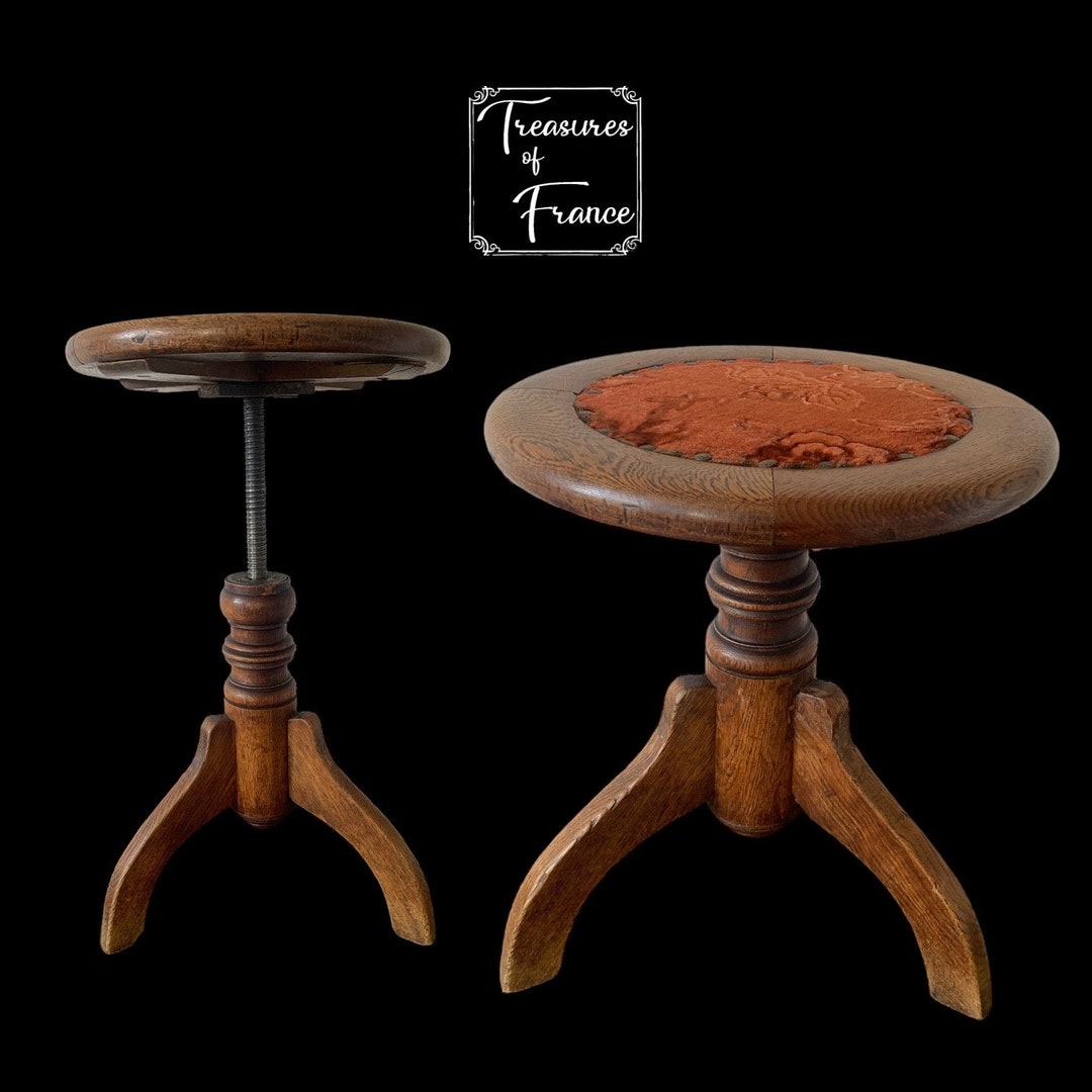 Antique Art Nouveau Style French Piano Stool Tabouret Wind up Stool ...