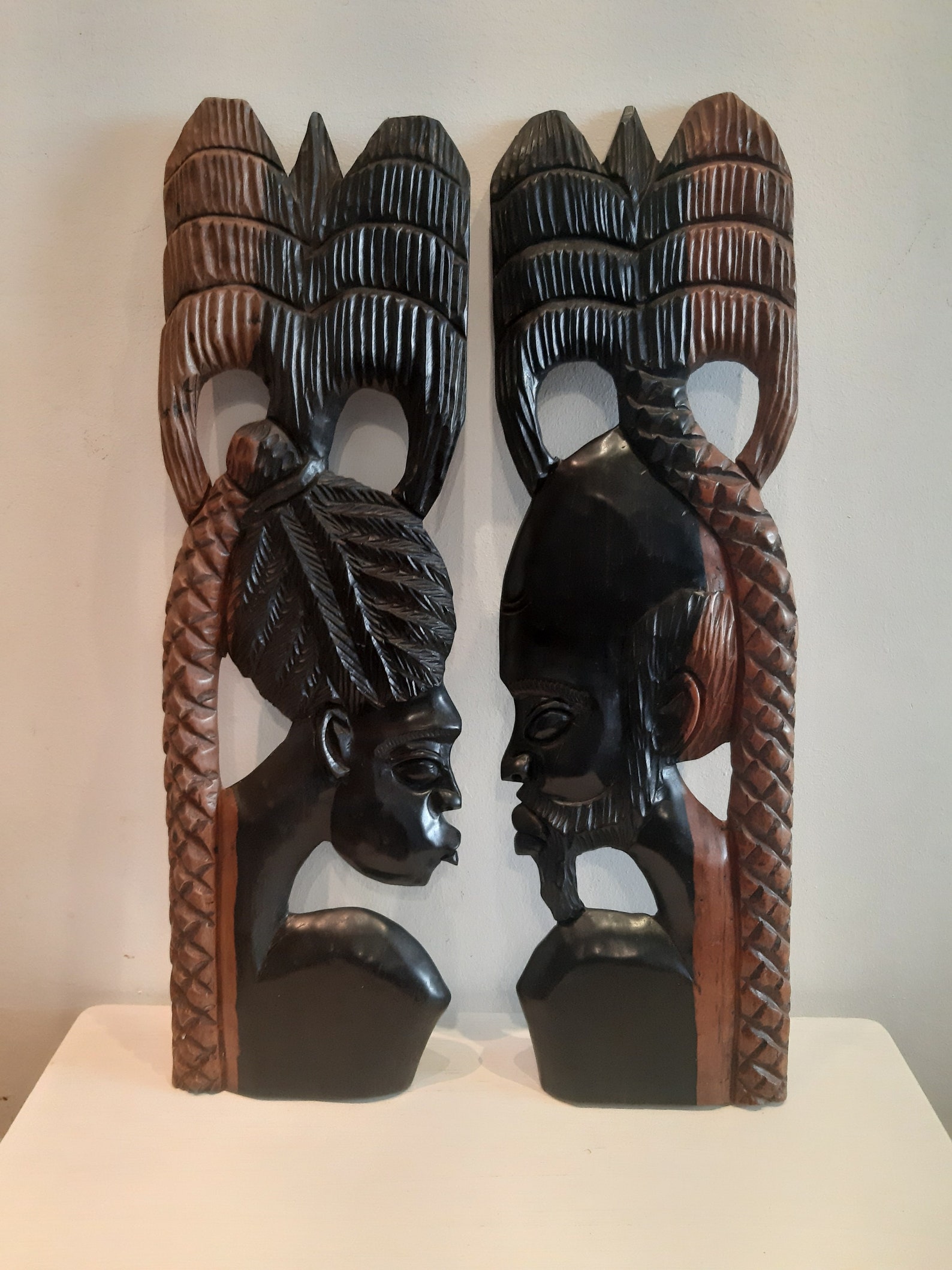 Vintage Pair of Wooden African Plaques Hand Carved Plaques | Etsy