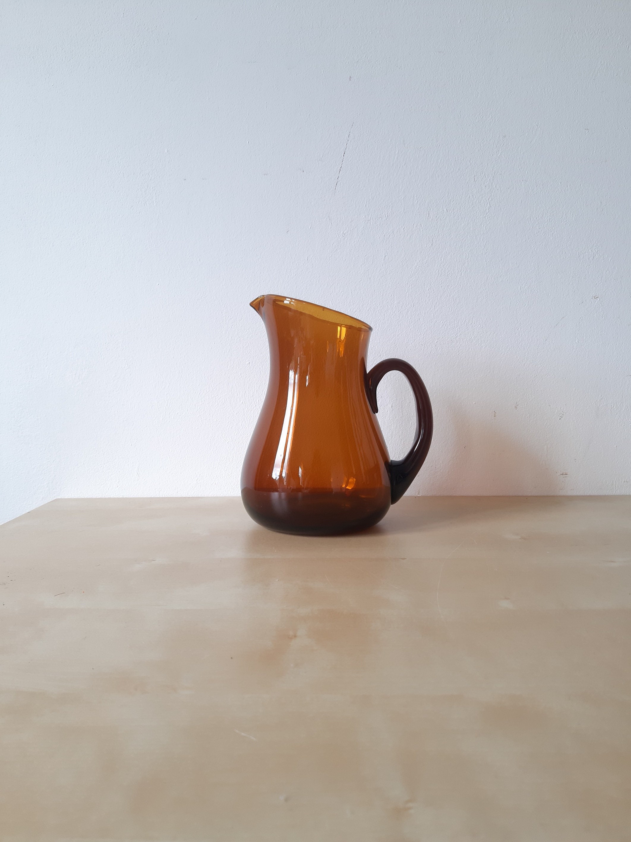 Vintage Blown Glass Pitcher Amber Colored Glass Juice Water | Etsy