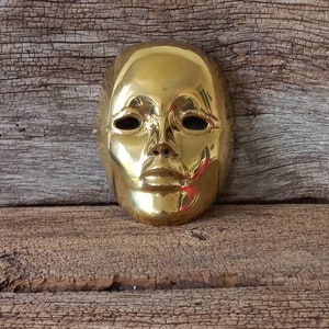 Vintage Brass Mask Small Solid Brass Mask Decorative Mask Wallhanging ...