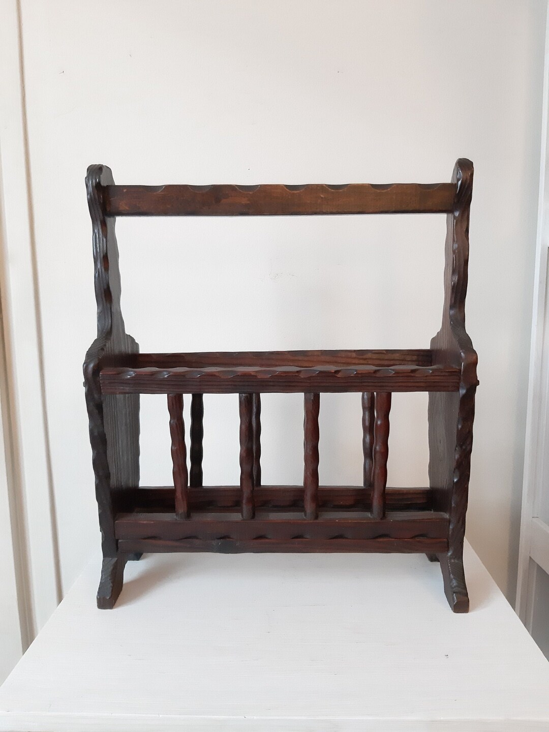 Vintage French Rustic Wooden Magazine Rack for Storing Magazines and ...
