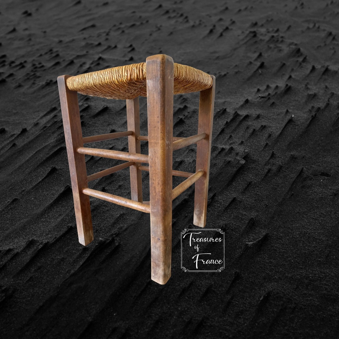 Stool Vintage Straw Stool Genuine Normandy Handmade Rush Stool Seating ...