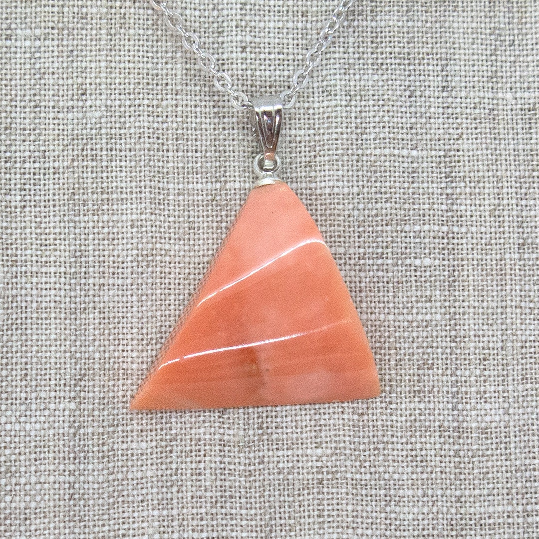 Triangle Shaped Natural Genuine Deep-sea Coral Pendant Necklace • One ...