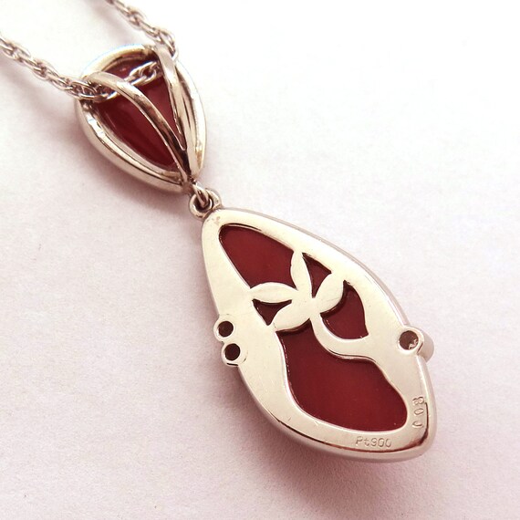Natural Genuine Precious Red Coral Platinum Pendant N… - Gem