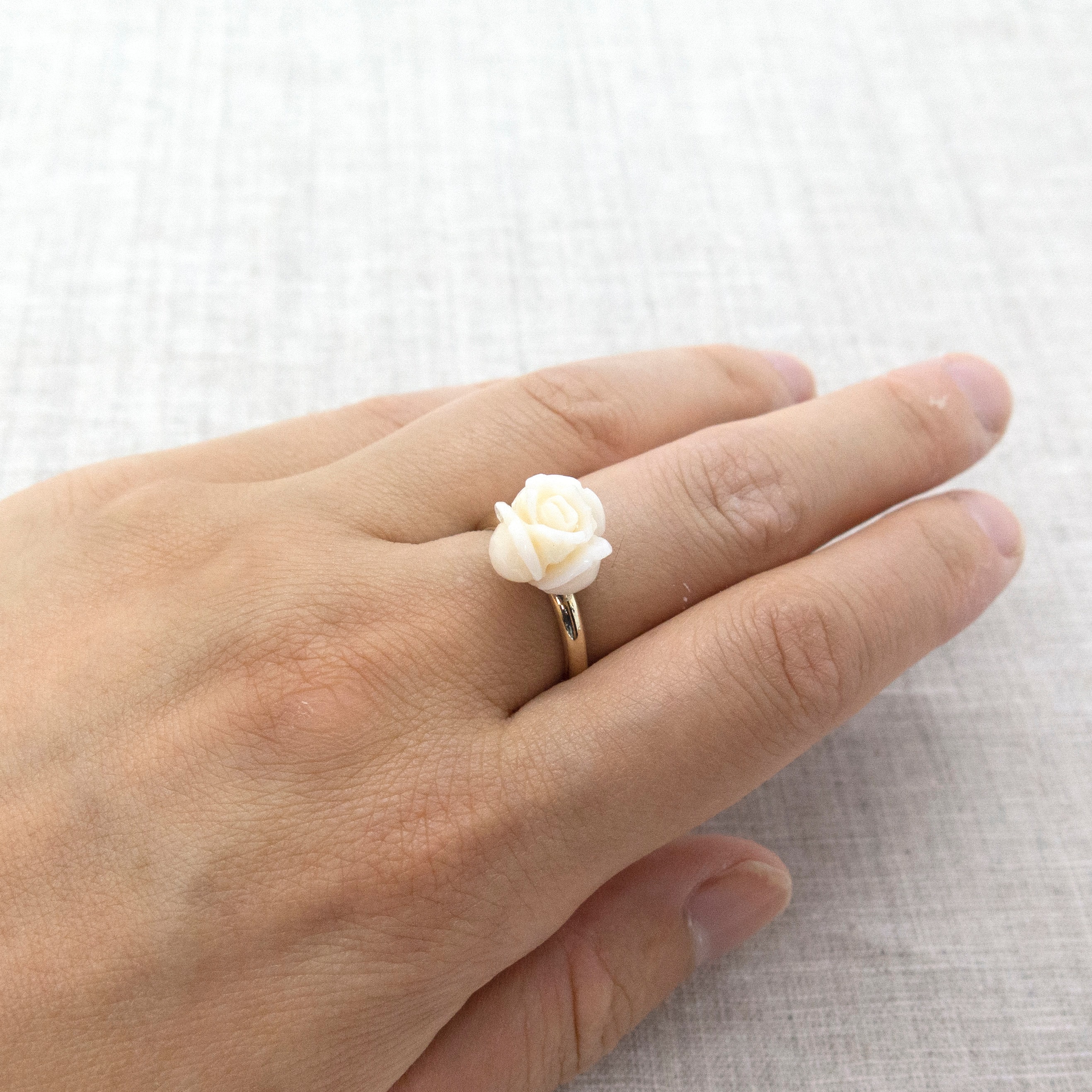 Rose Carved • Natural Genuine Precious Deep-sea Coral Ring • Adjustable ...