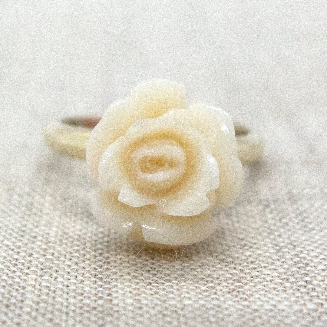 Rose Carved • Natural Genuine Precious Deep-sea Coral Ring • Adjustable ...