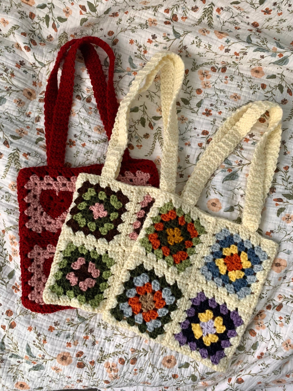 Crochet Granny Square Tote, Crochet Bag, Granny Square Bag, Handmade ...
