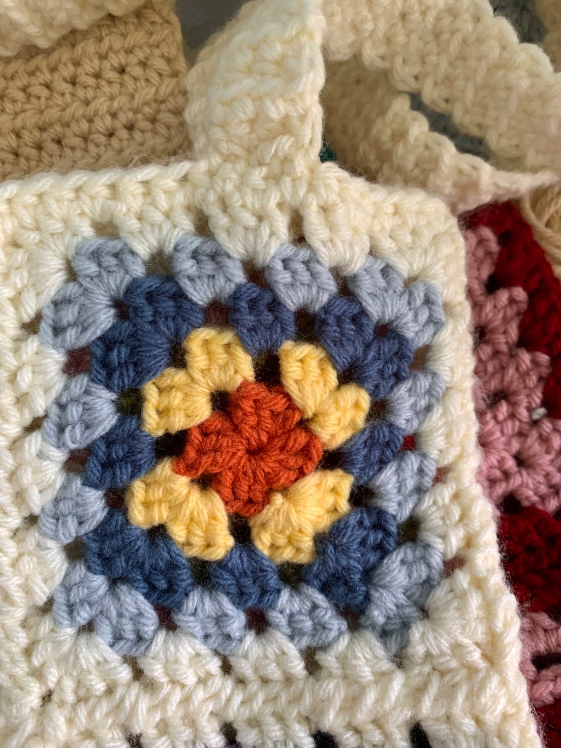 Crochet Granny Square Tote, Crochet Bag, Granny Square Bag, Handmade ...