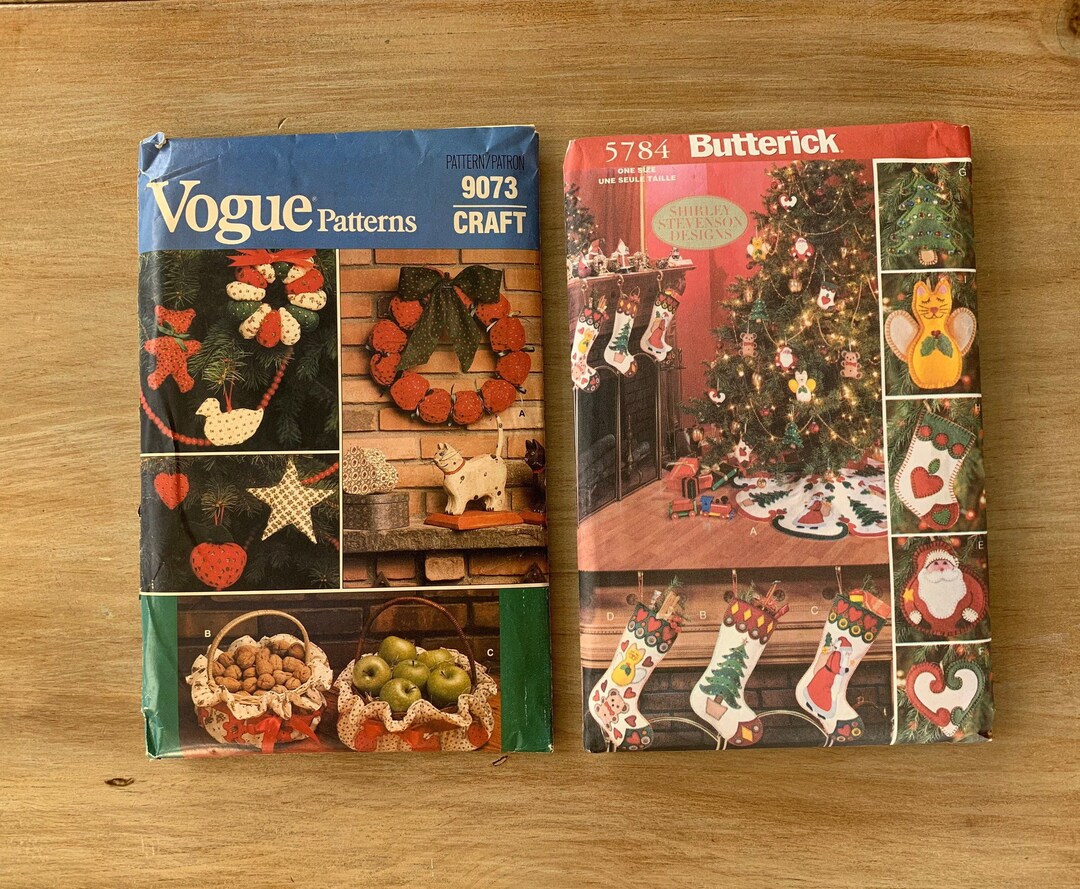 2 Uncut Vintage Christmas Craft Patterns NIP Butterick 5784 Vogue 9073 ...