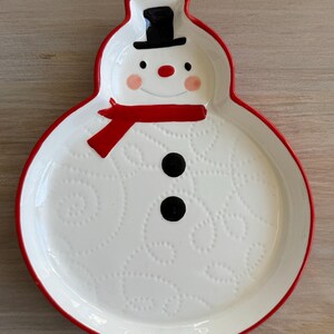 Hallmark Snowman Shaped Ceramic Vintage Christmas Snowman Plate Cookie ...