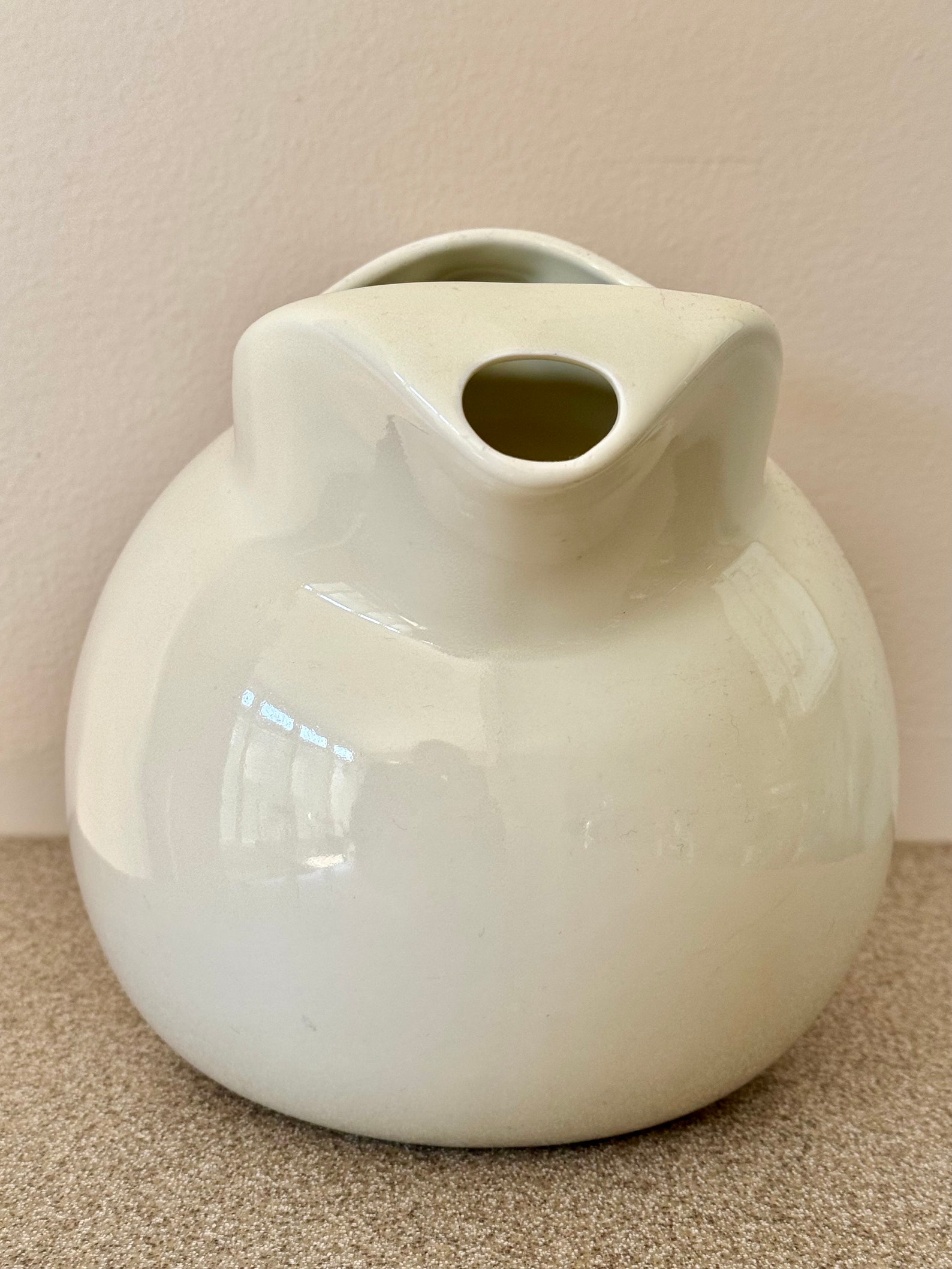 Vintage White Ball Pitcher White Stoneware Pottery Pitcher Mid Century ...