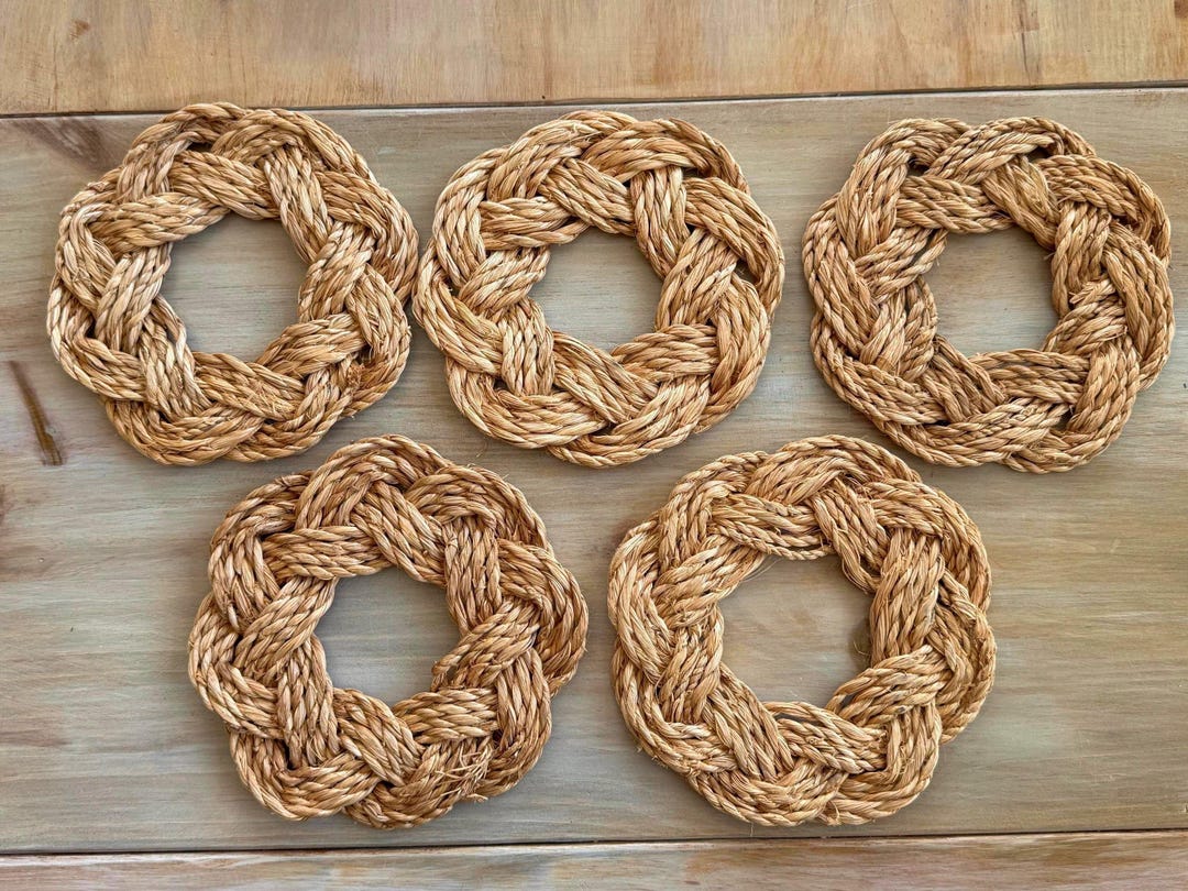 Set of 5 Vintage Straw Rope Trivets Boho Natural Straw Handcrafted ...
