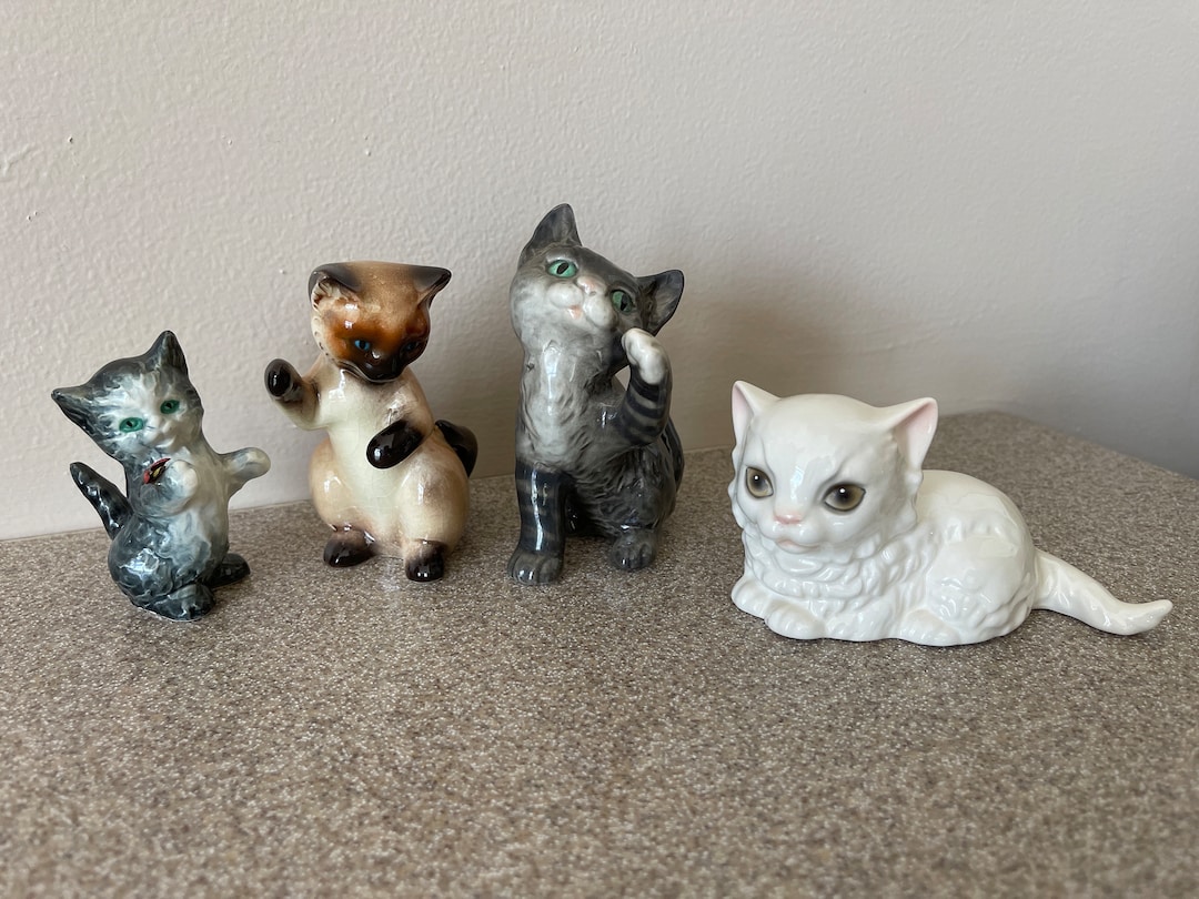 Goebel Cat Figurine German Porcelain Cats White Persian or Siamese Cat ...