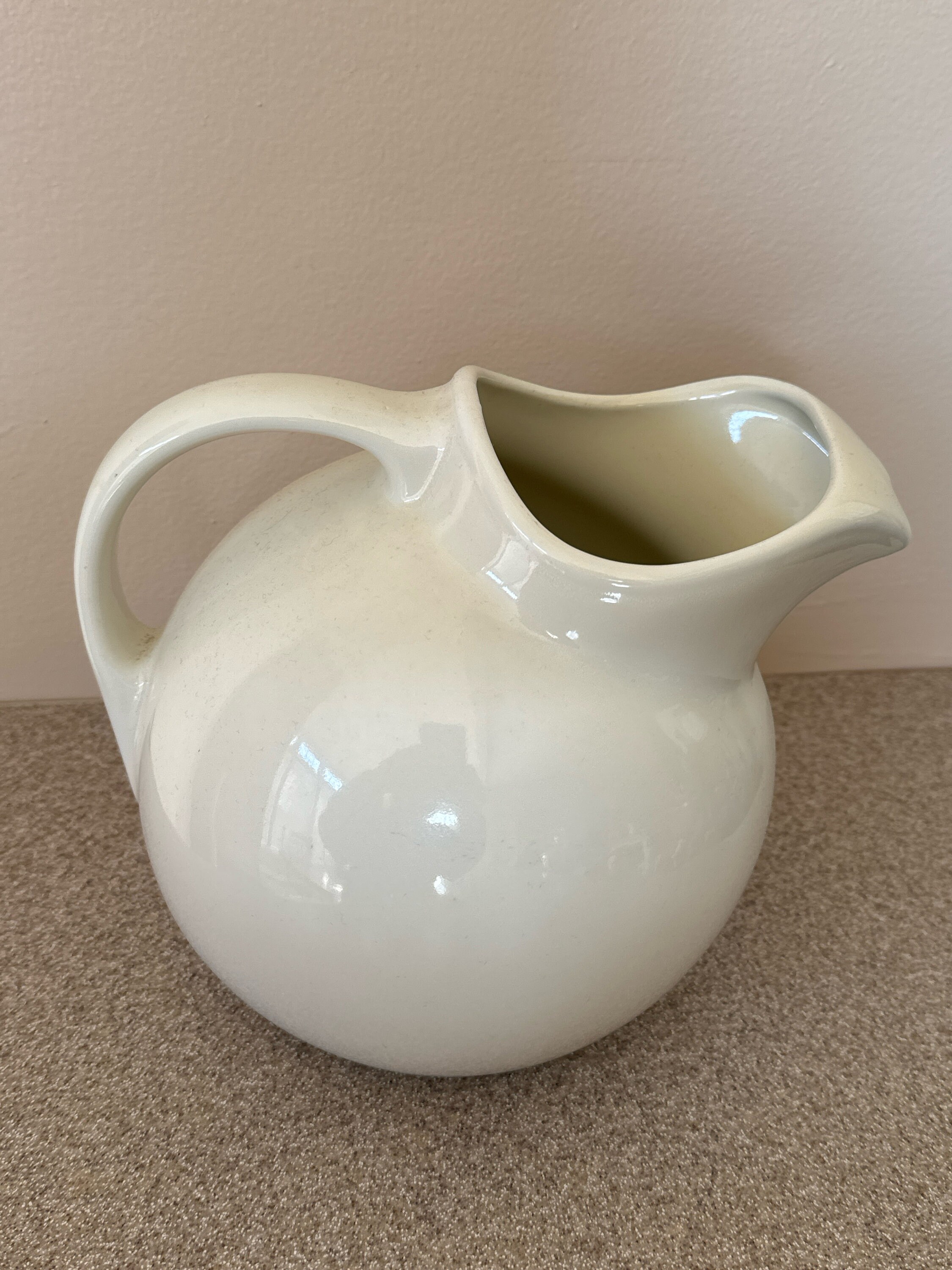 Vintage White Ball Pitcher White Stoneware Pottery Pitcher Mid Century ...