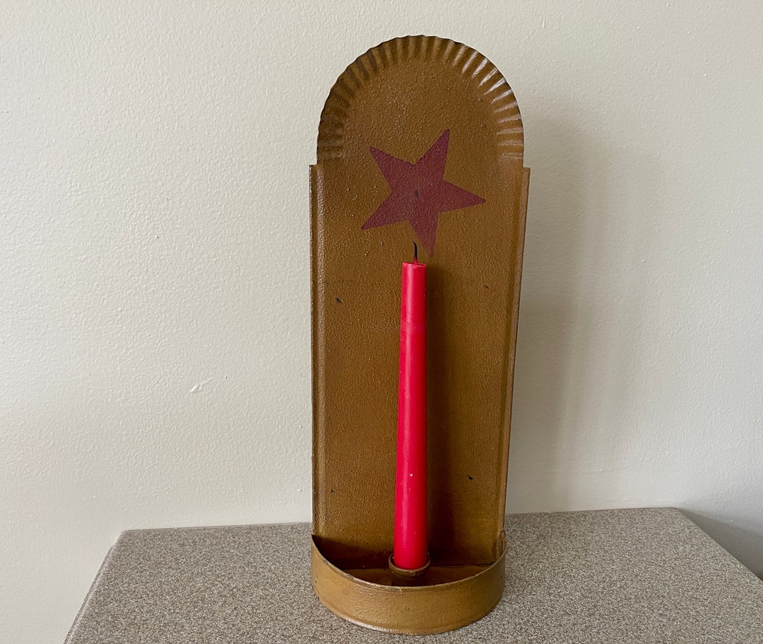 Primitive Tin Candle Sconce Handmade Tin Sconce Prim Metal Wall Hanging ...
