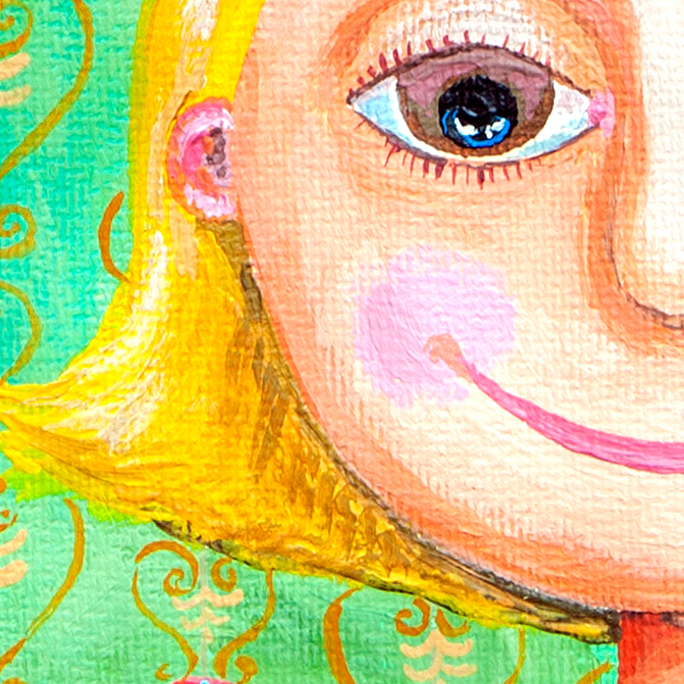 Girl With Twins on a Red Rooster in an Aquamarine Room - Etsy