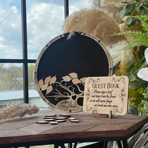 Tree Wedding Guest Book Alternative Sign, Round Wedding Sign Tree for ...
