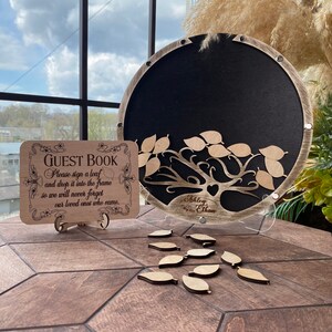 Tree Wedding Guest Book Alternative Sign, Round Wedding Sign Tree for ...