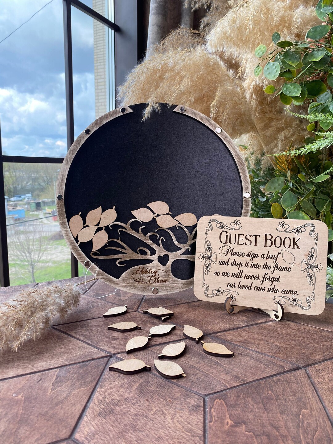 Tree Wedding Guestbook Alternative, Leaf Wedding Tree Sign Guestbook ...