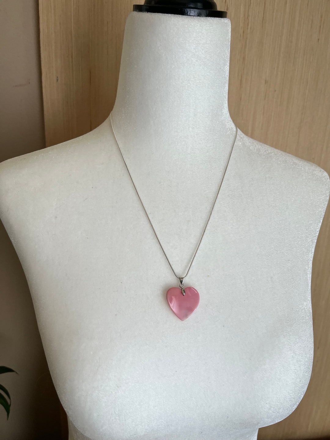 Pink Conch Shell Heart Shaped Pendant and Sterling Silver Necklace. - Etsy