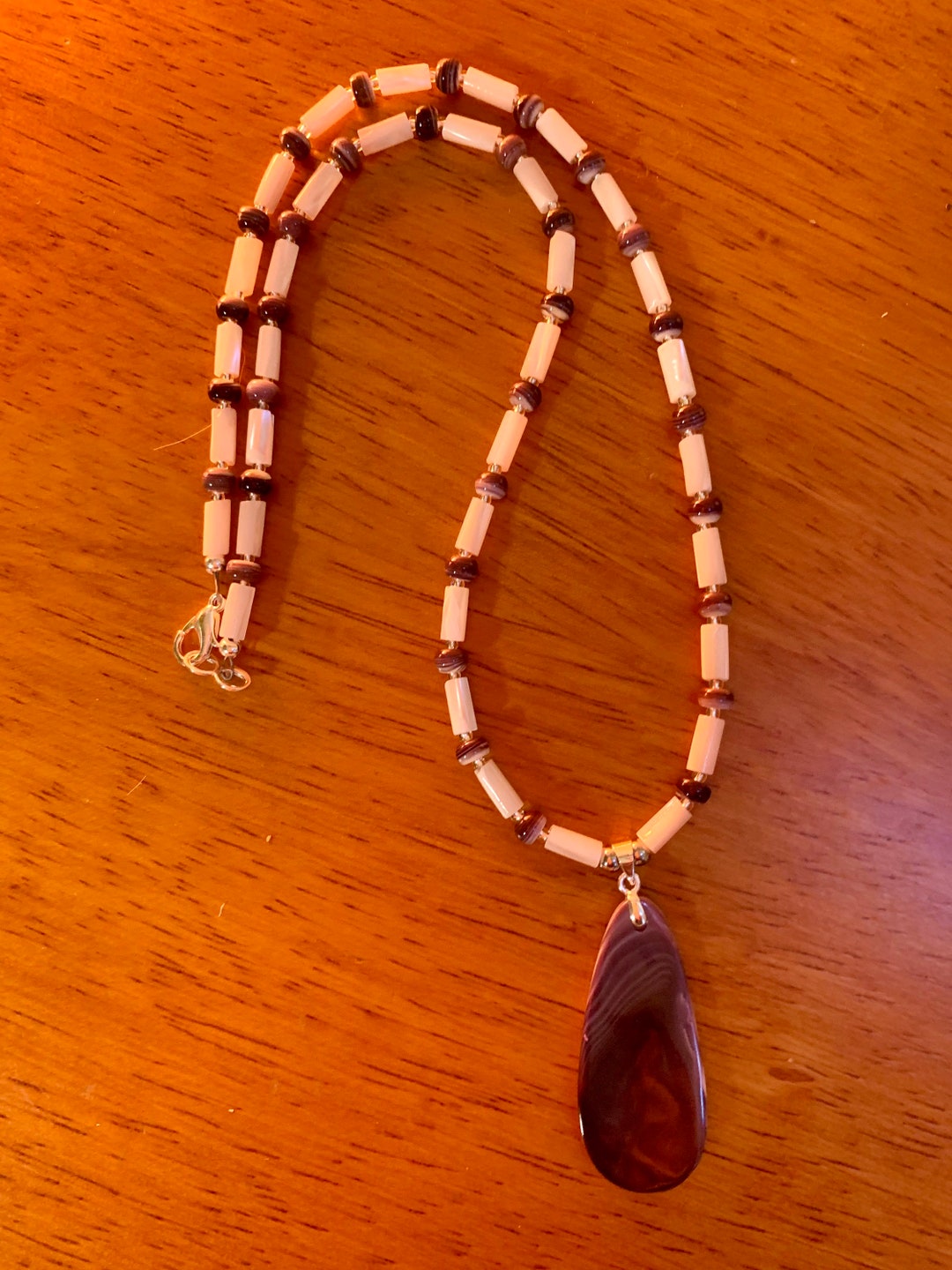 Dainty Wampum Shell and Mother of Pearl Necklace With Reversible Wampum ...