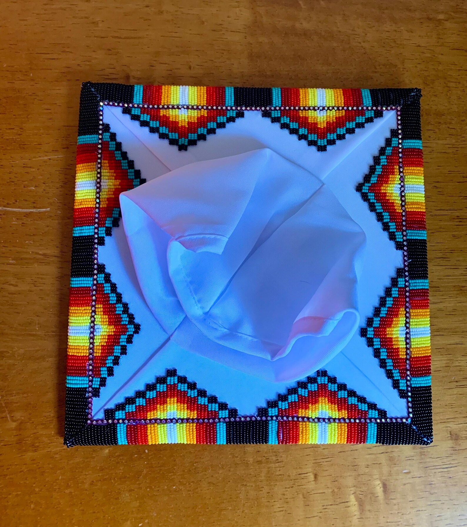 Custom Beaded Graduation Cap: Stepped Pyramid Design, Rhinestone Bling ...