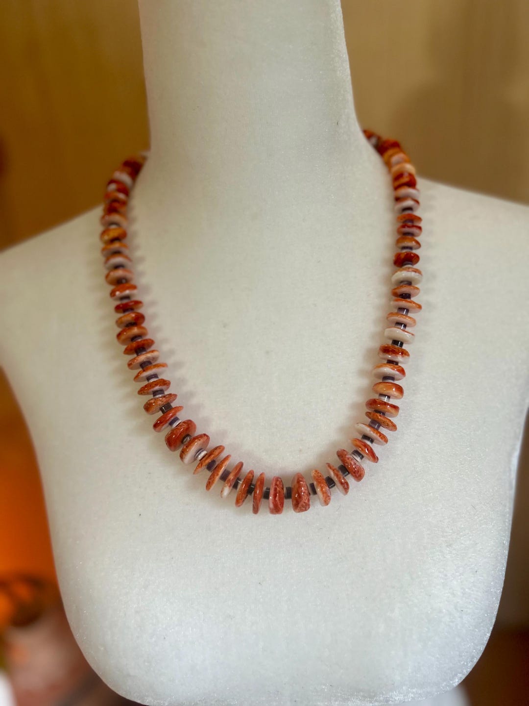 Chunky Cut, Red Spiny Oyster Shell Unisex Necklace With 925 Sterling ...
