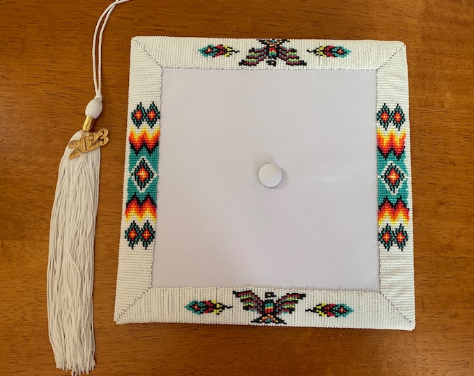 New 2023 Indigenous Beaded Graduation Cap. White - Adult Size. - Etsy