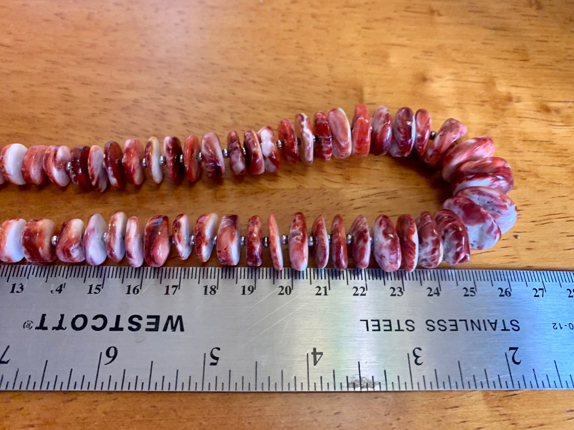 Chunky Cut, Red Spiny Oyster Shell Unisex Necklace With 925 Sterling ...