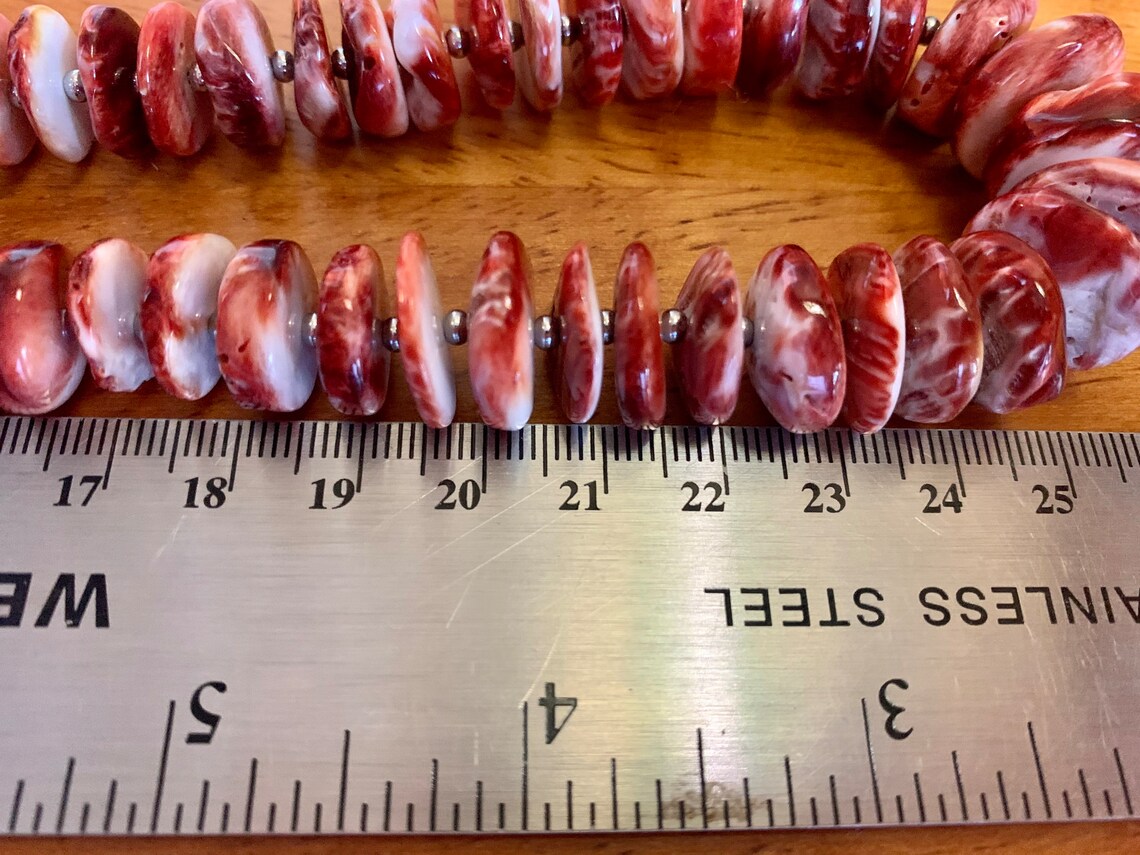 Chunky Cut, Red Spiny Oyster Shell Unisex Necklace With 925 Sterling ...