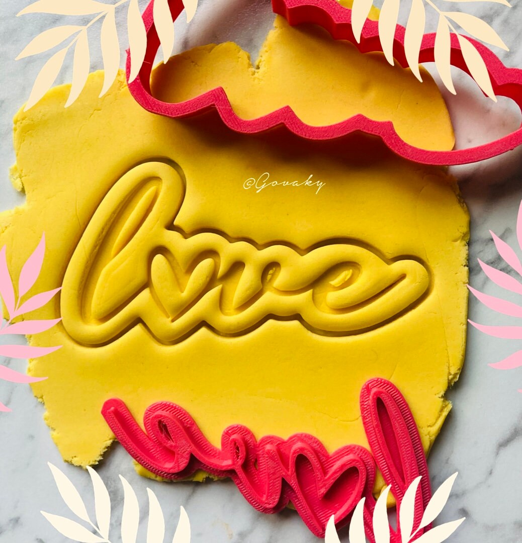LOVE CURSIVE 02 cookie cutter stamp | Etsy