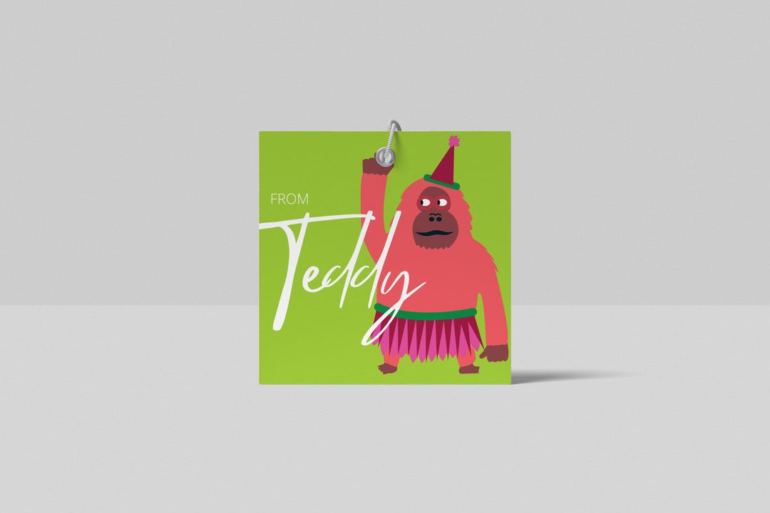 Editable Gift Tag Monkey - Etsy