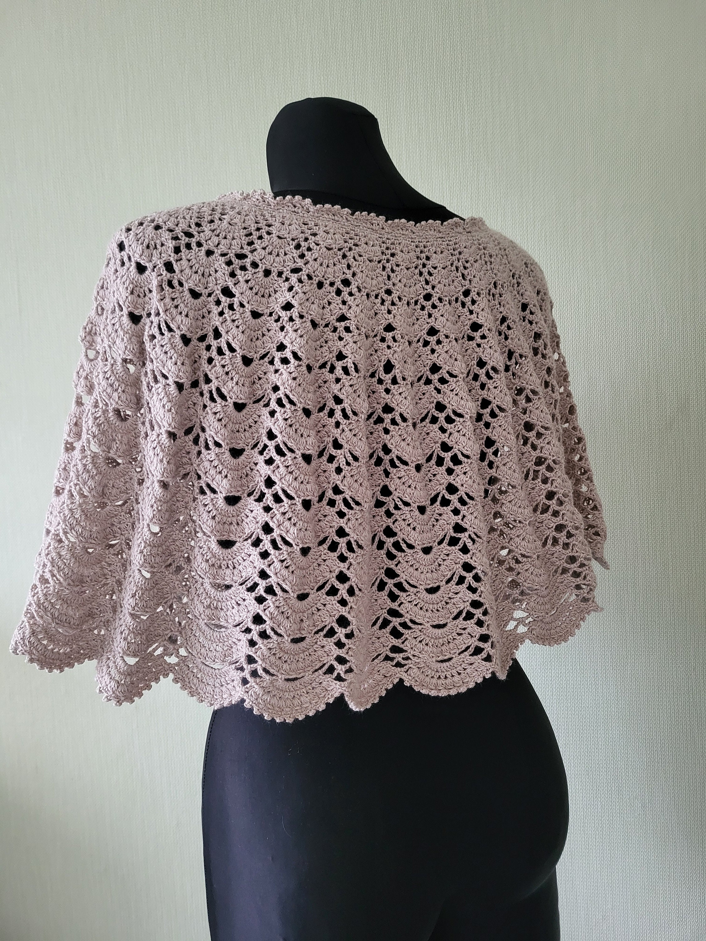 Short Cape Poncho Crocheted Capelet Summer Poncho Shoulder Cape Beige ...