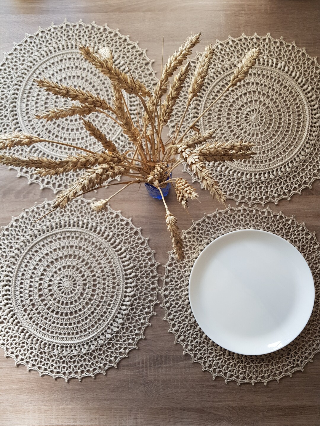 Round Linen Table Placemats Set of 4 Dining Table Mats Living Room ...