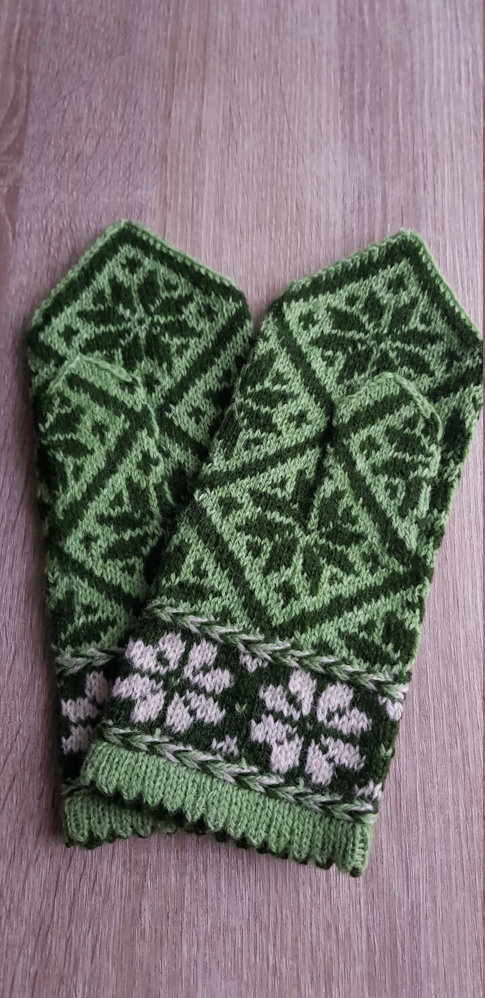 Green White Wool Mittens Winter Mittens Handmade Mittens Warm - Etsy