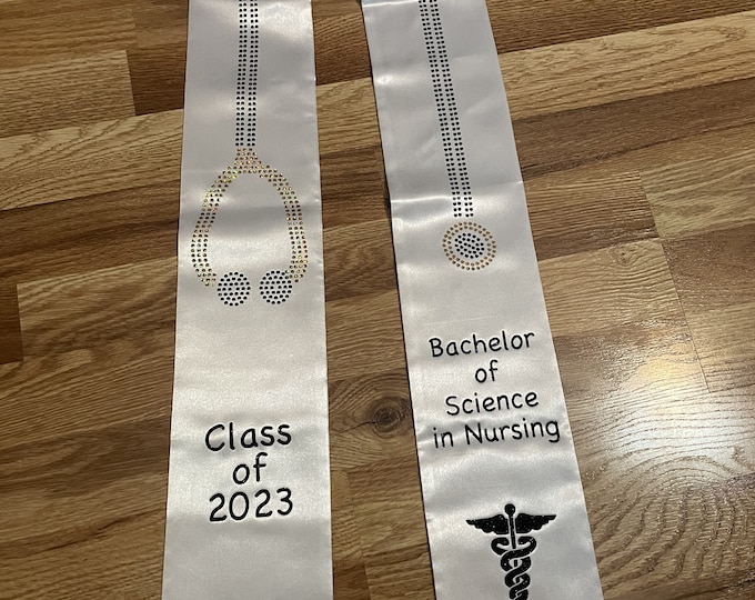 Graduation Stoles for Nursing, Vet, Doctor, Nurse, Stethoscope FULLY ...