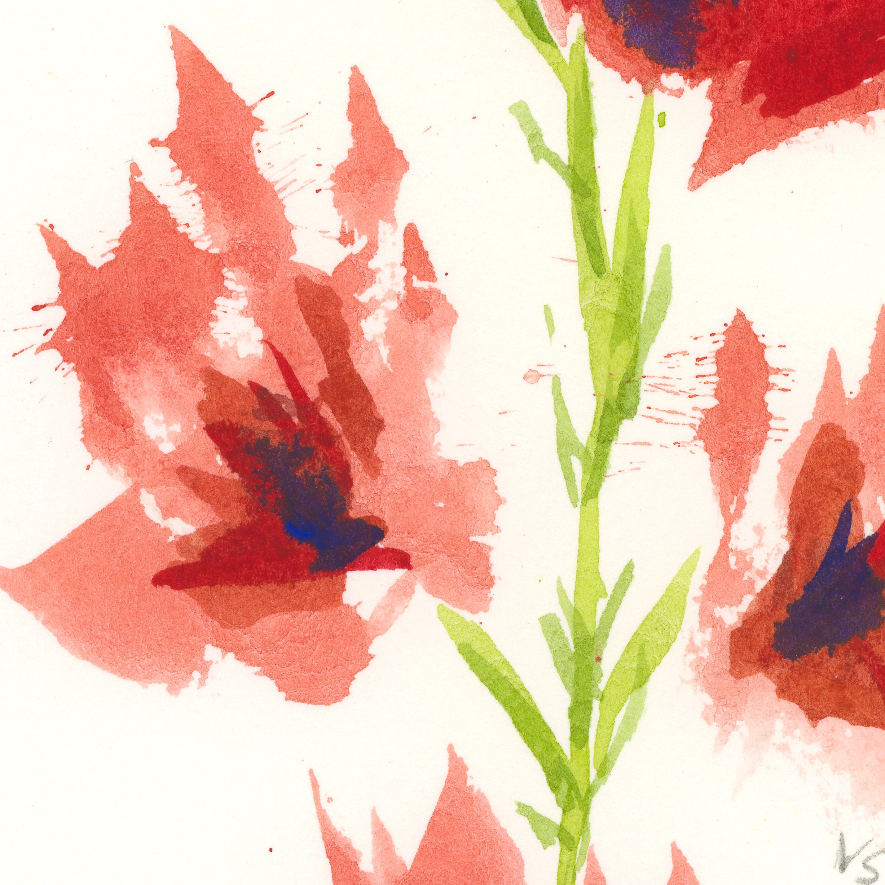 Red Splatter Flowers Original Painting Floral, Watercolor, Bouquet ...