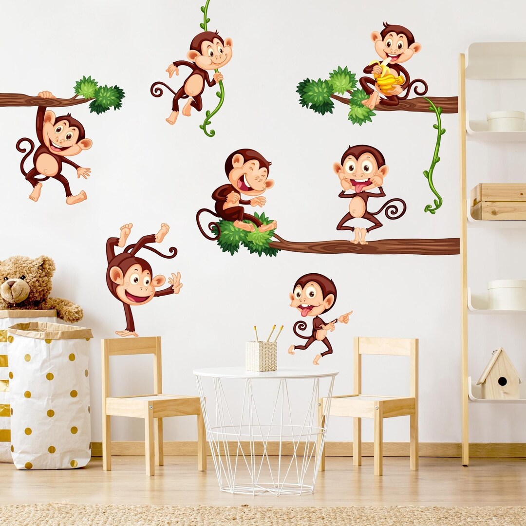Wall Sticker for Kids Monkey Family Children Wall Stickers Animals - Etsy