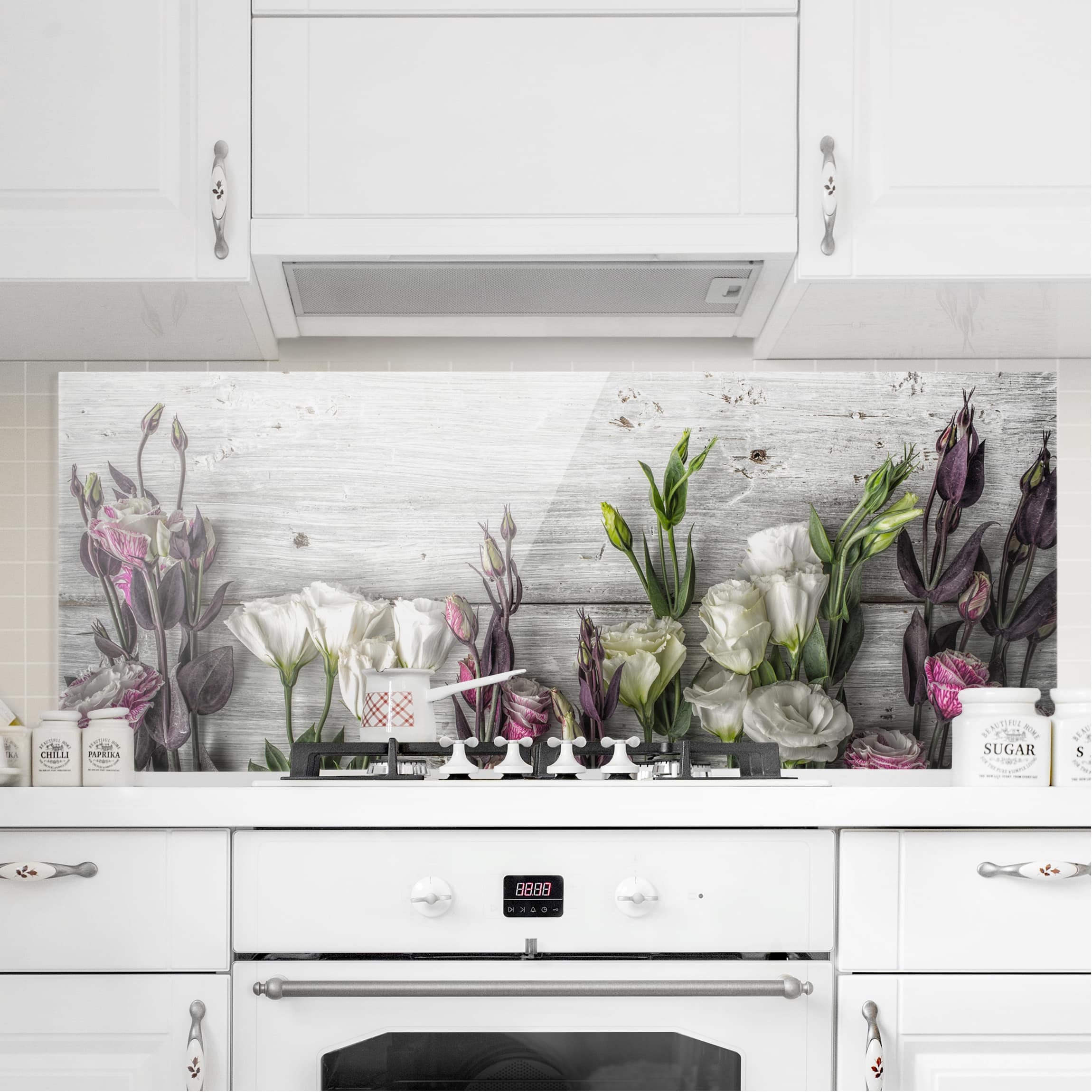 Glass Splashback Tulip Rose Shabby Wood Look Kitchen Panel - Etsy