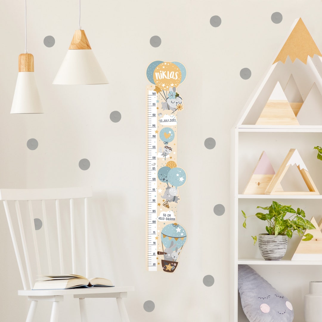 Children's Height Chart Sticker With Customised Name Animals in ...