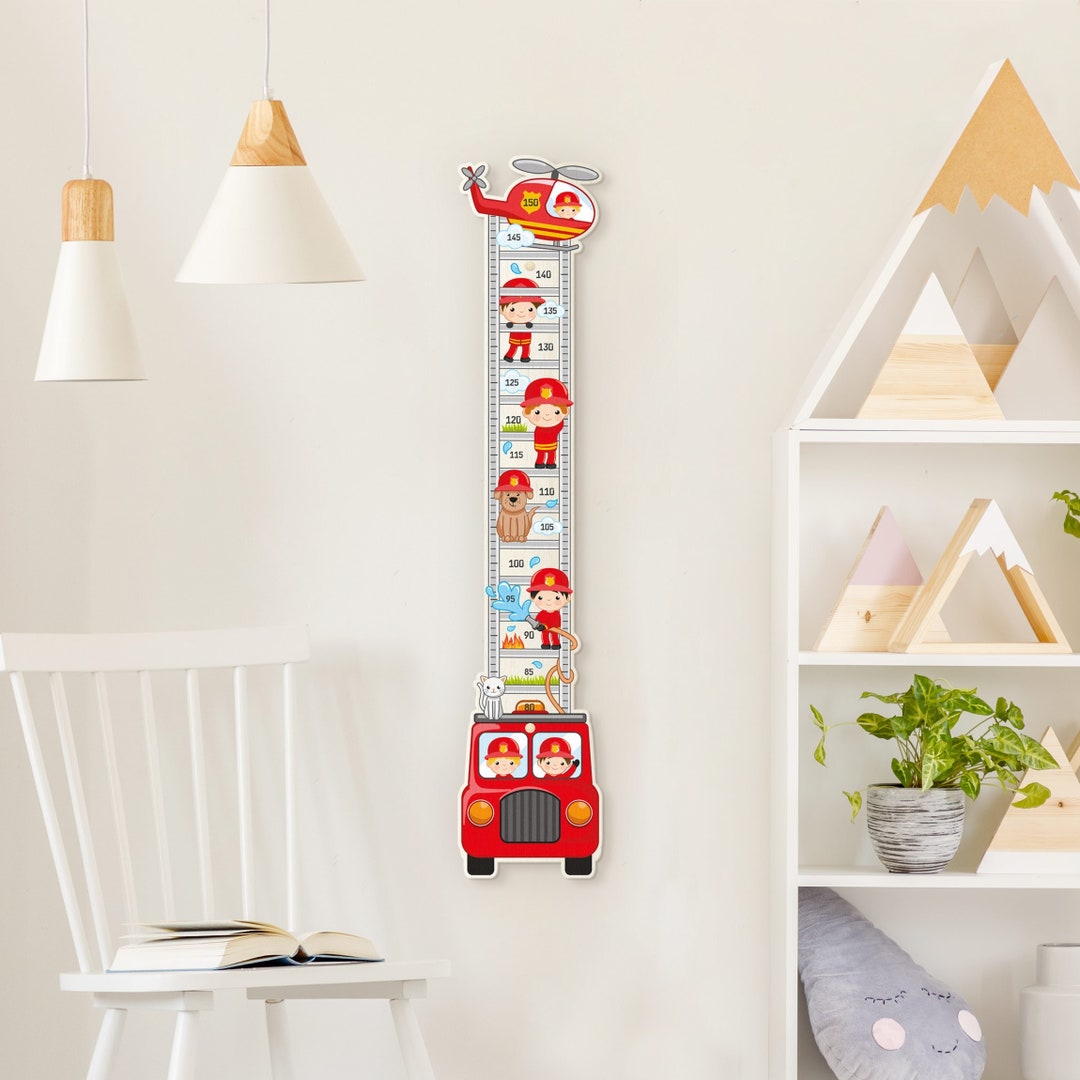 Children's Height Chart Fire Brigade Set Measuring Boys Girls Neutral ...