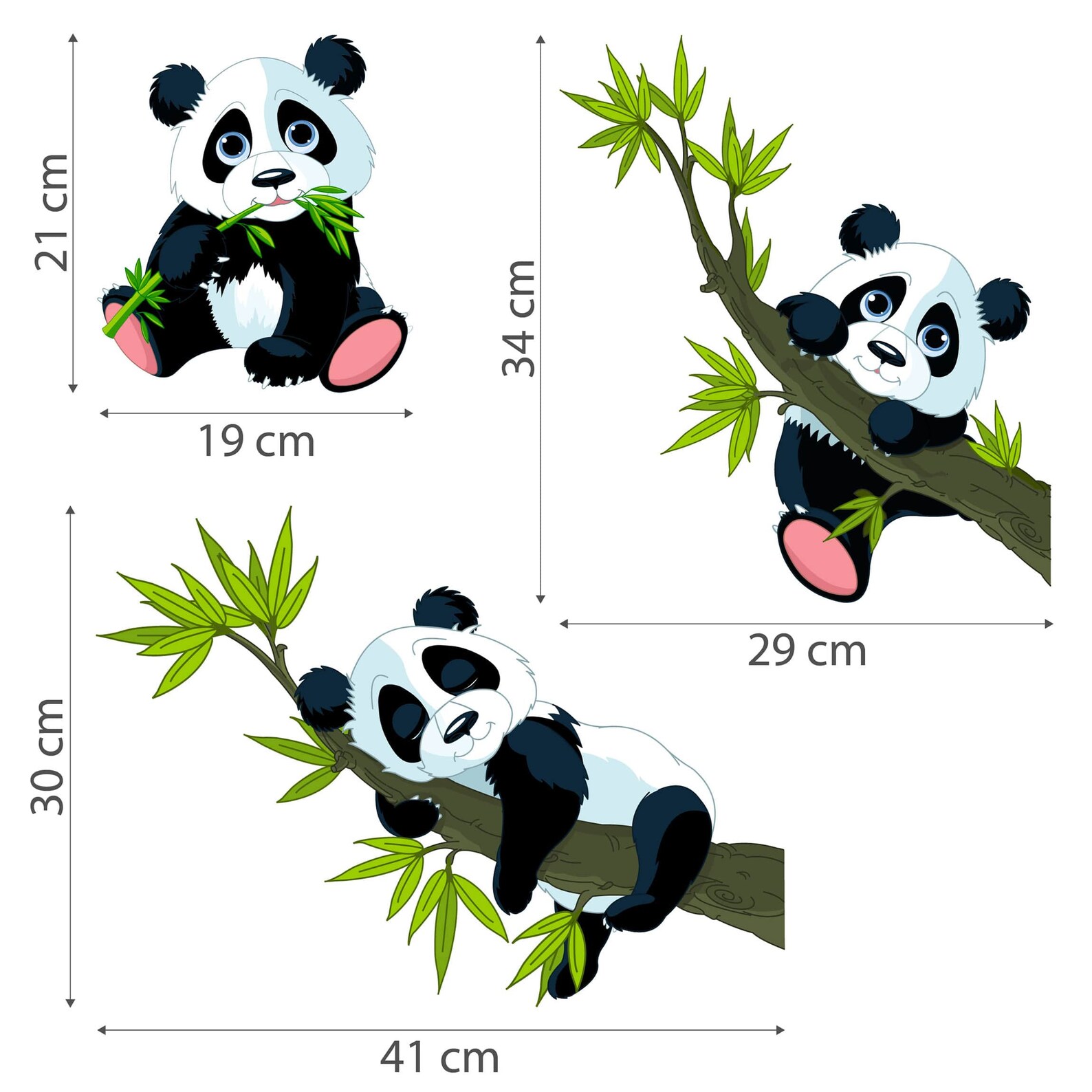 Wall Sticker for Kids Set of Panda Bears Children Wall - Etsy