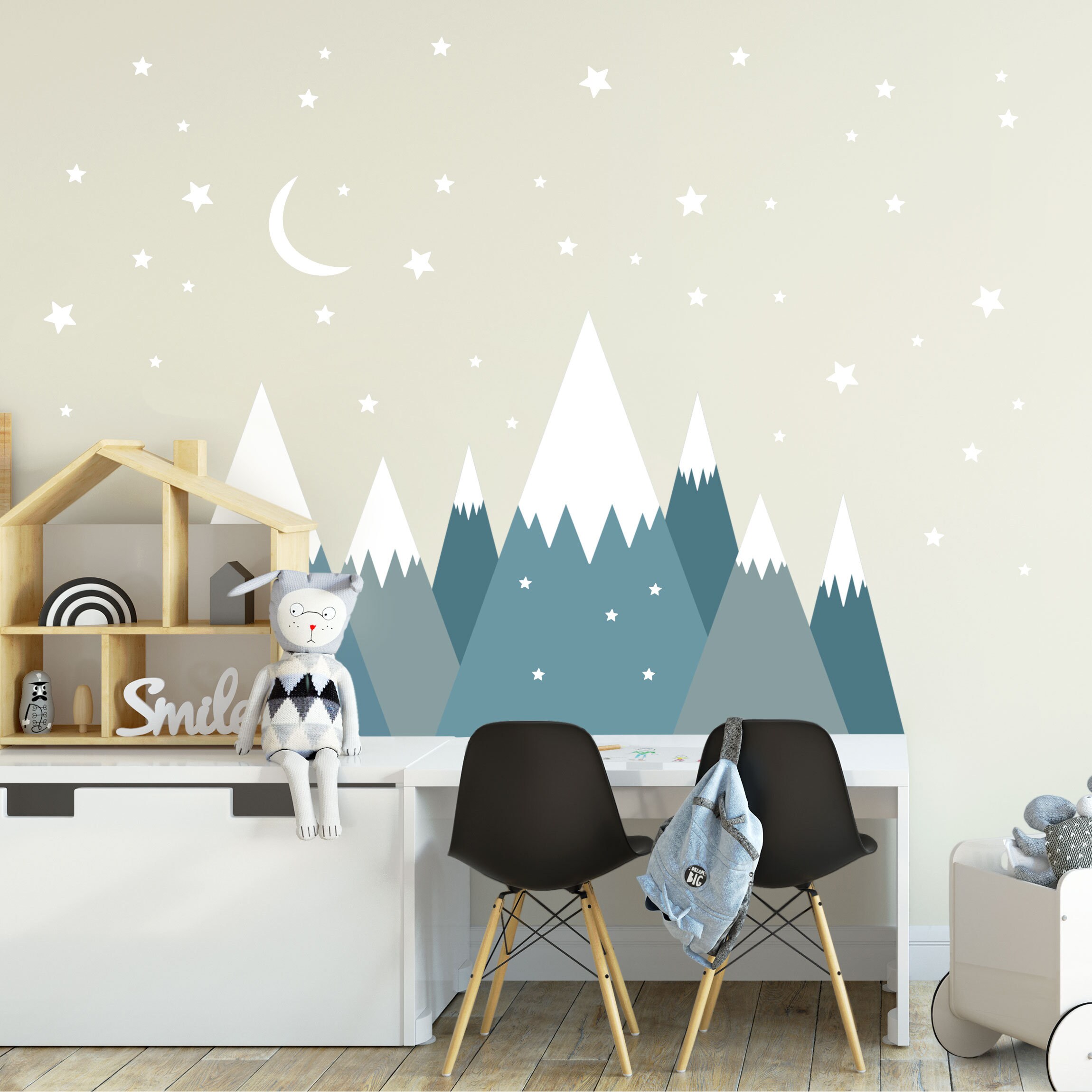 Stilvolle Wandtattoo Kinderzimmer Berge Bild