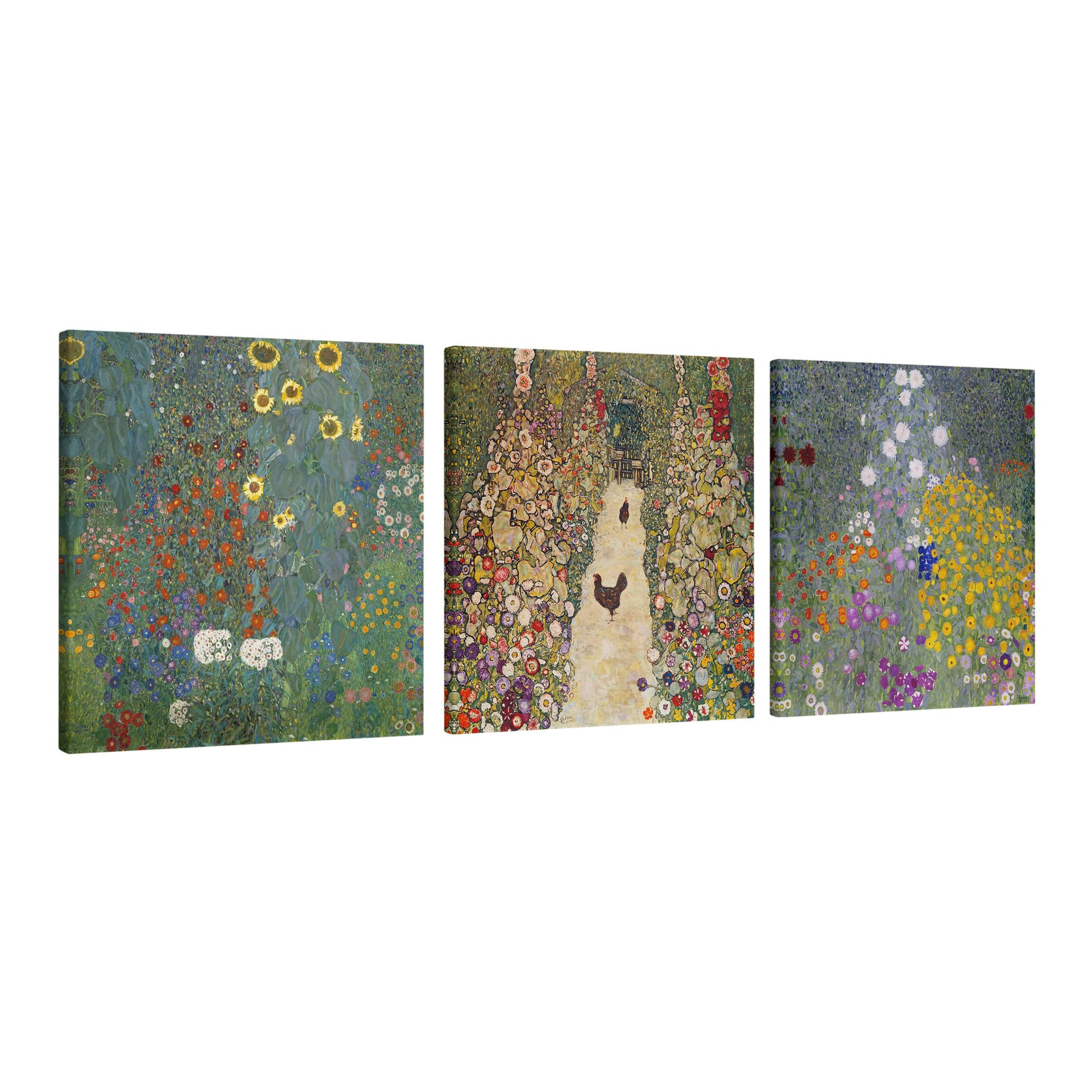 Canvas Art Three-part Gustav Klimt In The Garden paint | Etsy